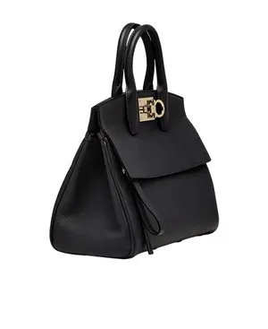 FERRAGAMO Studio Small Top Handle Bag - Black