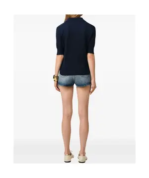 AMI Paris De Coeur Fine Knit Polo Top