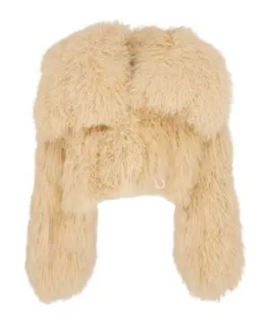 Attico Mongolian Fur Short Coat - Nude