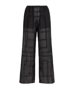 TOTEME Monogram Cotton Silk Pajama Pants - Black