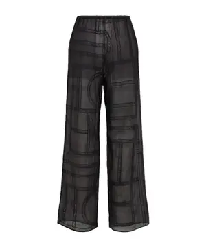 TOTEME Monogram Cotton Silk Pajama Pants - Black