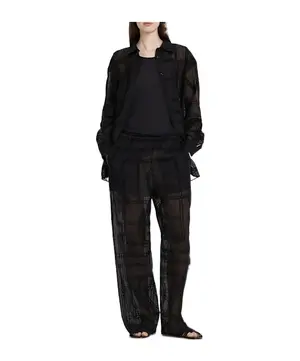 TOTEME Monogram Cotton Silk Pajama Pants - Black