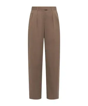 THE ROW Alfidis Cotton Gabardine Straight Pants - Brown