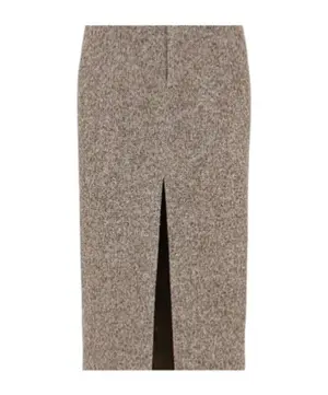 Brunello Cucinelli Front Split Knit Long Skirt