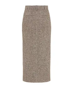 Brunello Cucinelli Front Split Knit Long Skirt