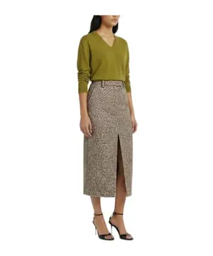Brunello Cucinelli Front Split Knit Long Skirt