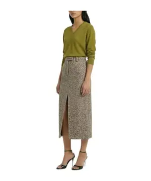 Brunello Cucinelli Front Split Knit Long Skirt