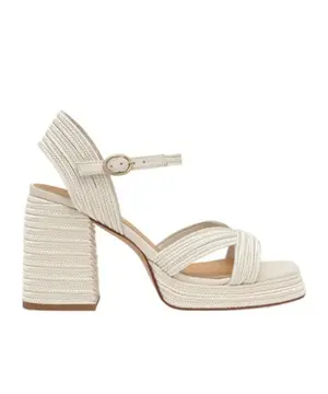CastaÑer Valle Interwoven Metallic Slingback Sandals - White