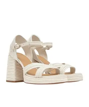 CastaÑer Valle Interwoven Metallic Slingback Sandals - White
