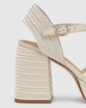CastaÑer Valle Interwoven Metallic Slingback Sandals - White