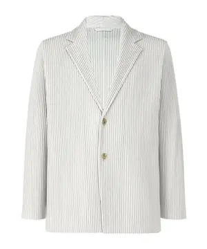 Issey Miyake Single Breasted Pleated Blazer - White