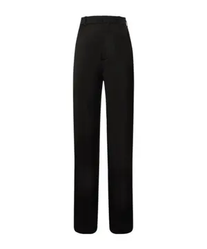 ANN DEMEULEMEESTER High Waist Satin Straight Pants - Black