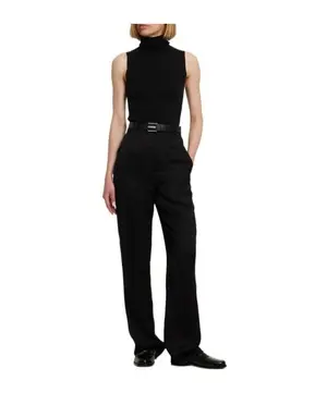 ANN DEMEULEMEESTER High Waist Satin Straight Pants