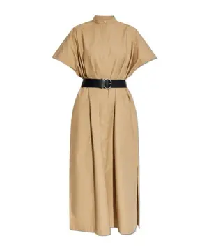 JIL SANDER Belted Midi Dress - Brown