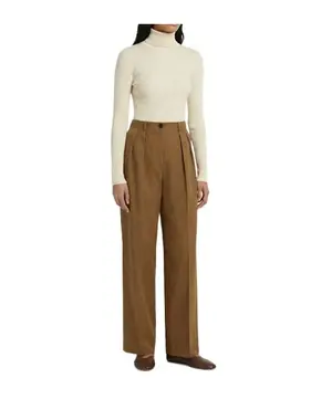 THE ROW Igor Cotton Wide Leg Pants - Brown