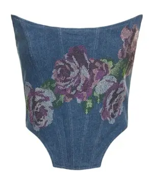 Giuseppe Di Morabito Embellished Denim Corset Top