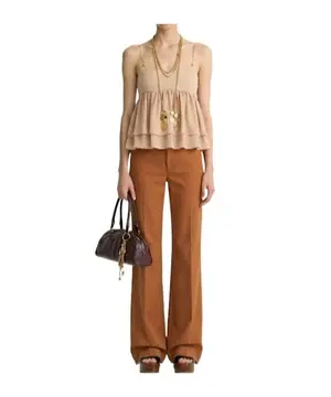 Chloé Silk Georgette Layered Ruffle Top - Nude