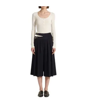 Chloé Wool Gabardine Shorts With Adjustable Buckles