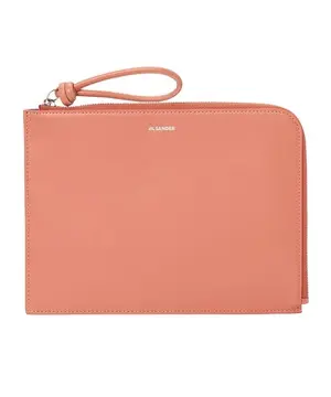 JIL SANDER Leather Zipper Clutch