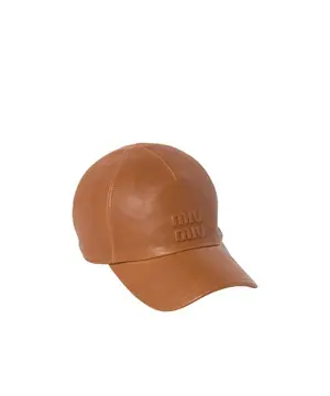 Miu Miu Baseball Cap With Logo Detail - Caramel