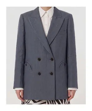 BLAZÉ MILANO Midday Sun Double-breasted Linen Blazer - Black