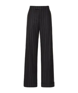 Brunello Cucinelli Pinstriped Wool Straight Leg Trousers