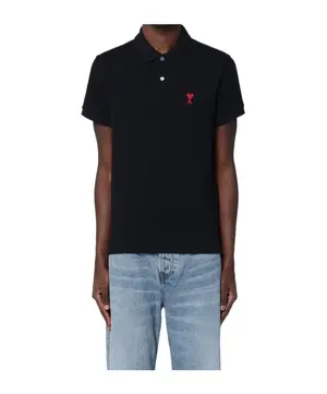 AMI Paris Logo-embroidered Polo Shirt