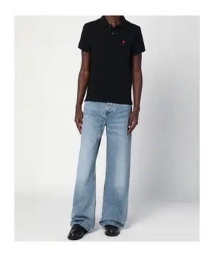 AMI Paris Logo-embroidered Polo Shirt