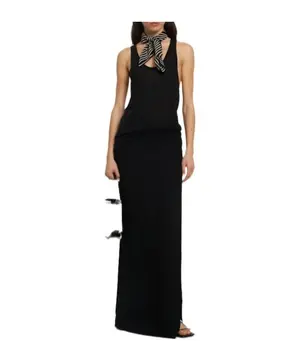 TOTEME High Slit Viscose Midi Skirt - Black