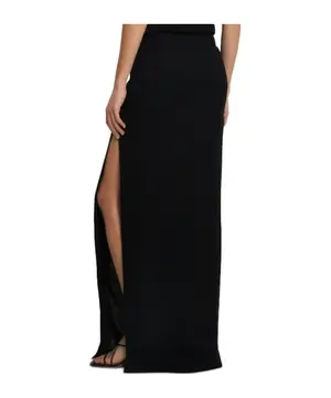 TOTEME High Slit Viscose Midi Skirt - Black