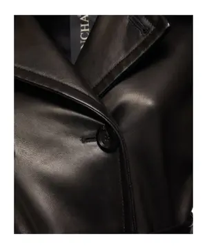 BLANCHA Leather Shearling Trench Coat