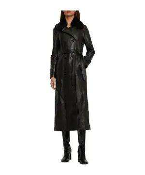 BLANCHA Leather Shearling Trench Coat