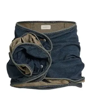 Magda Butrym Denim Mini Skirt With Rose Embellishment