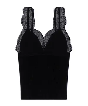 Blumarine Lace-detailed Ribbed Top