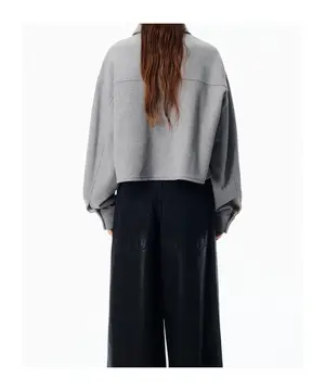 Alexander Wang Cropped Logo Embroidered Button-down Shirt