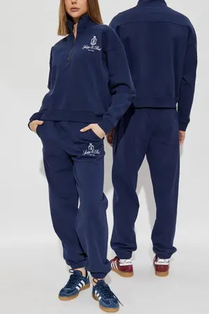 SPORTY  RICH Sporty & Rich Half-zip Hoodie With Ribbed Details