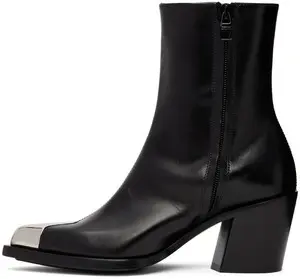 Alexander McQueen Pointed Toe Metal Cap Boots