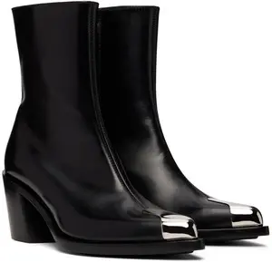 Alexander McQueen Pointed Toe Metal Cap Boots