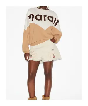 Isabel Marant Étoile Crewneck Sweatshirt With Flocked Logo - Beige/camel