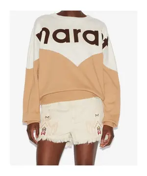 Isabel Marant Étoile Crewneck Sweatshirt With Flocked Logo - Beige/camel