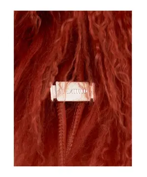 Attico Mongolian Fur Short Coat - Red
