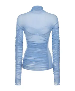 MUGLER High Neck Long Sleeve Blouse