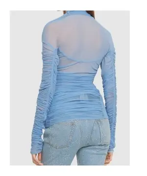 MUGLER High Neck Long Sleeve Blouse