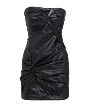 Attico Leather Strapless Mini Dress
