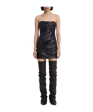 Attico Leather Strapless Mini Dress