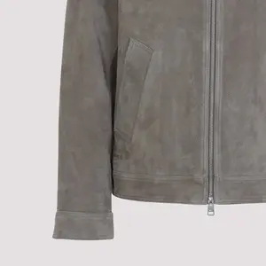 Ami Suede Logo Jacket - Gray