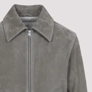 Ami Suede Logo Jacket - Gray