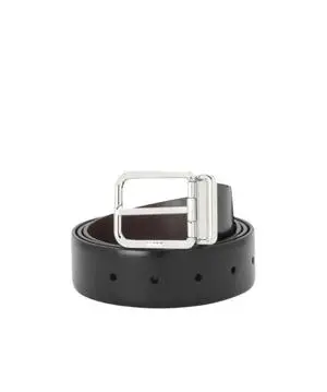 Prada Leather Double-sided Belt With Square Buckle - Black