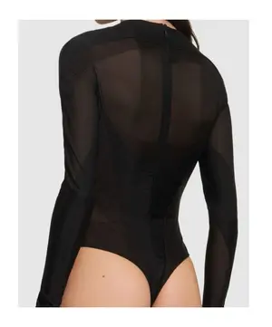 MUGLER Long Sleeve Mesh Bodysuit