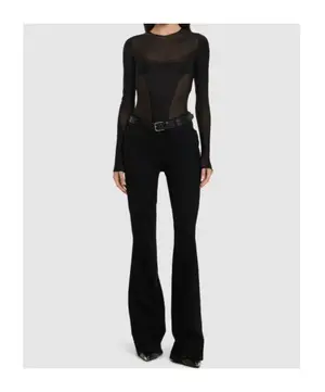 MUGLER Long Sleeve Mesh Bodysuit